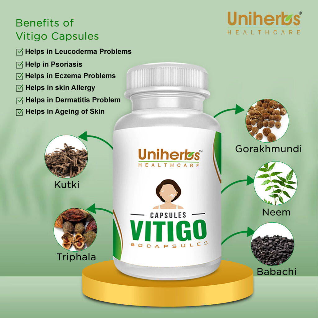 Uniherbs Vitigo Capsule For White Patches, Discolouration ...
